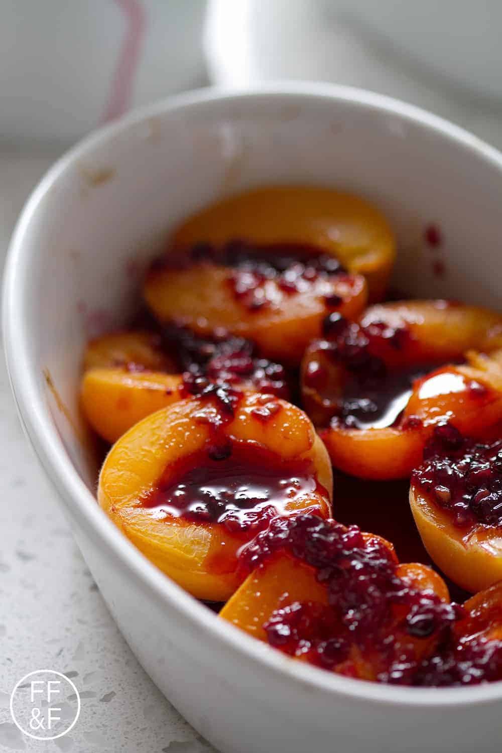 Roasted Apricots with Blackberry Sage Syrup | The Honest Spoonful