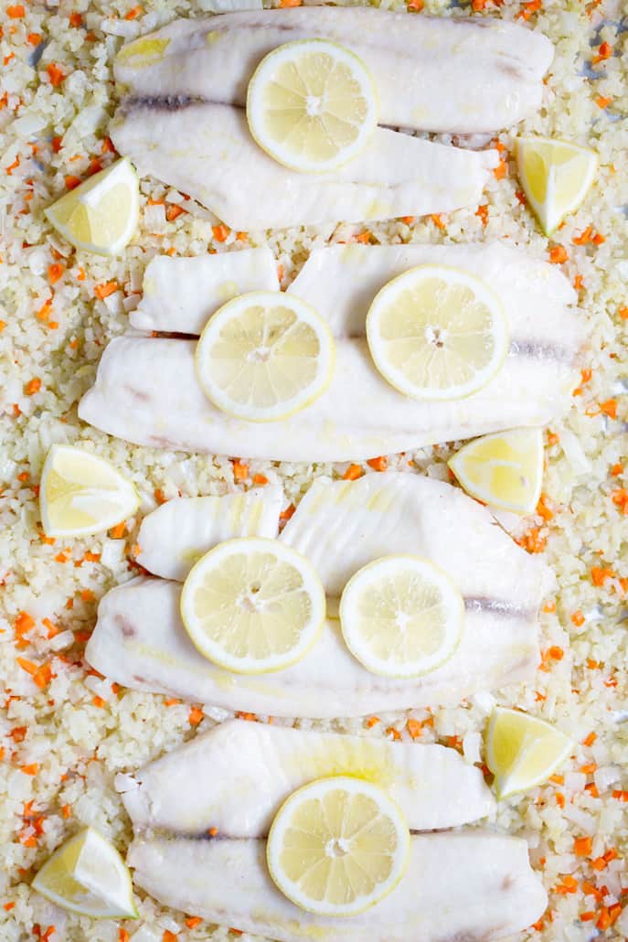 Baked Fish with Cauliflower Rice Pilaf (Sheet Pan Meal) | The Honest ...